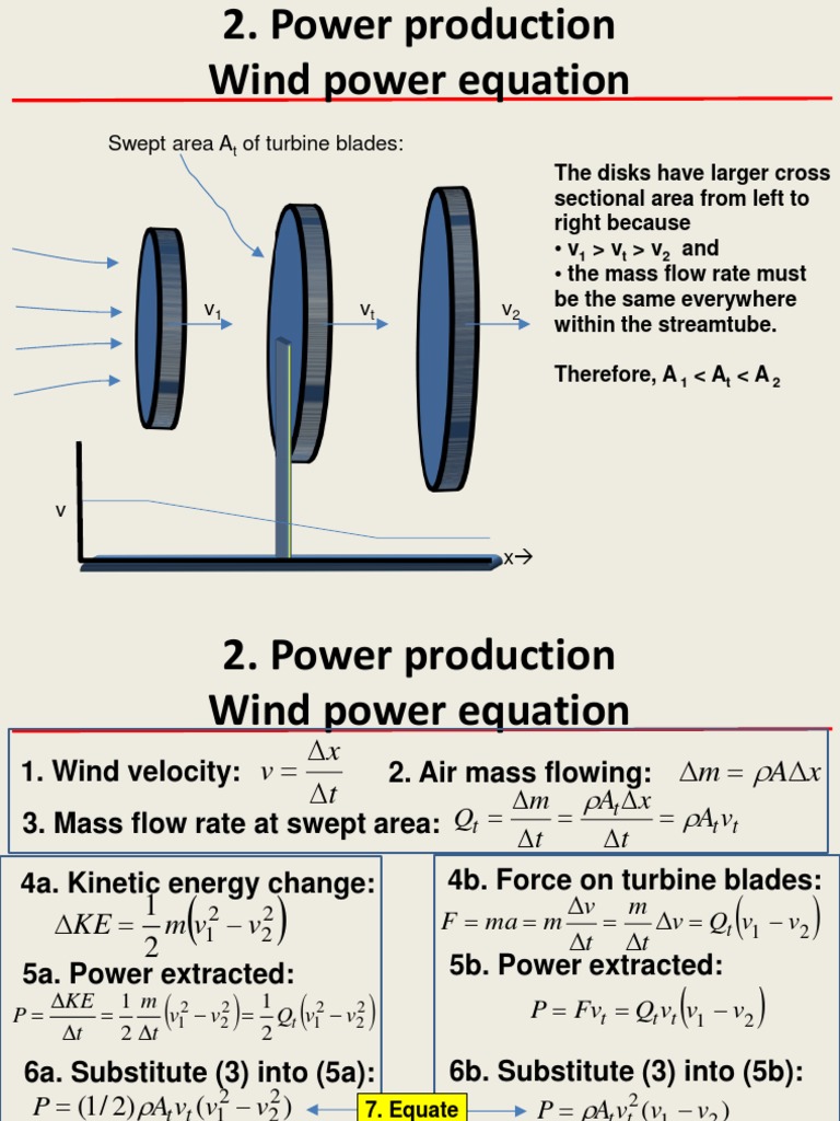 Wind Power Calculation and Equations | PDF | Turbine | Physics