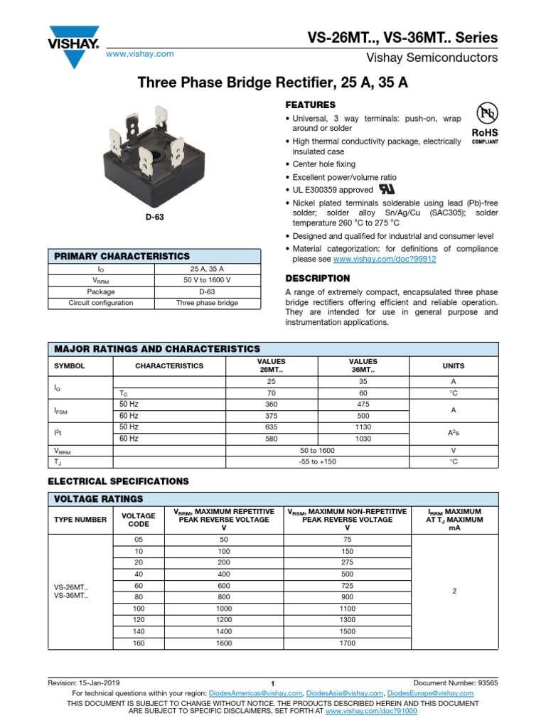 DIODES Vs 36mtseries | PDF | Solder | Rectifier