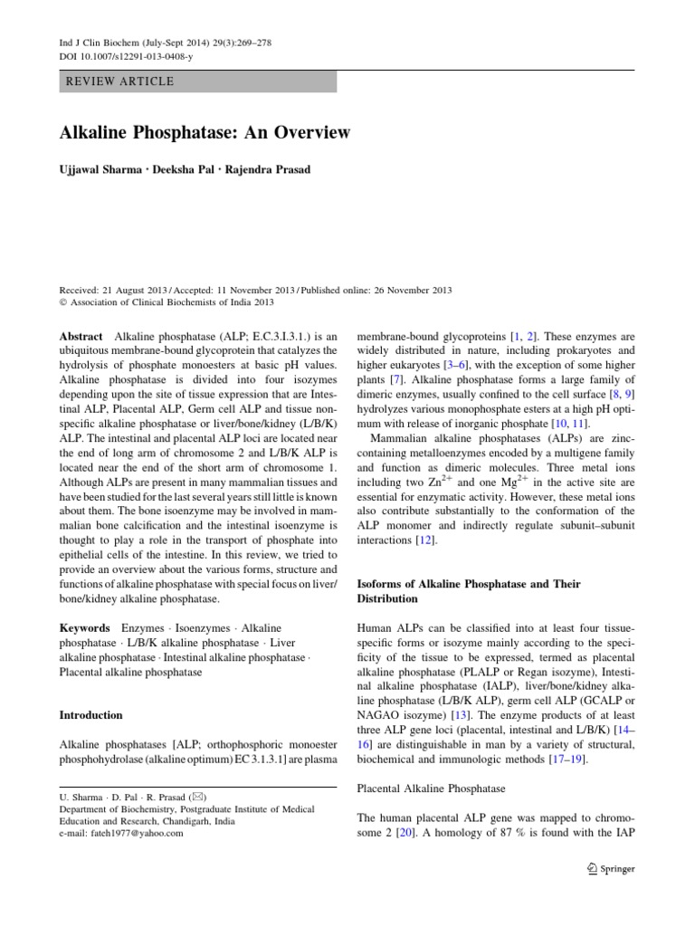 Alkaline Phosphatase: An Overview | PDF | Structural Biology ...
