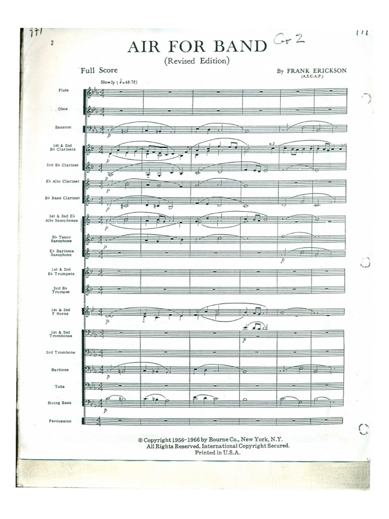 Air For Band Frank Erickson | PDF | Woodwind Instruments | Music Technology