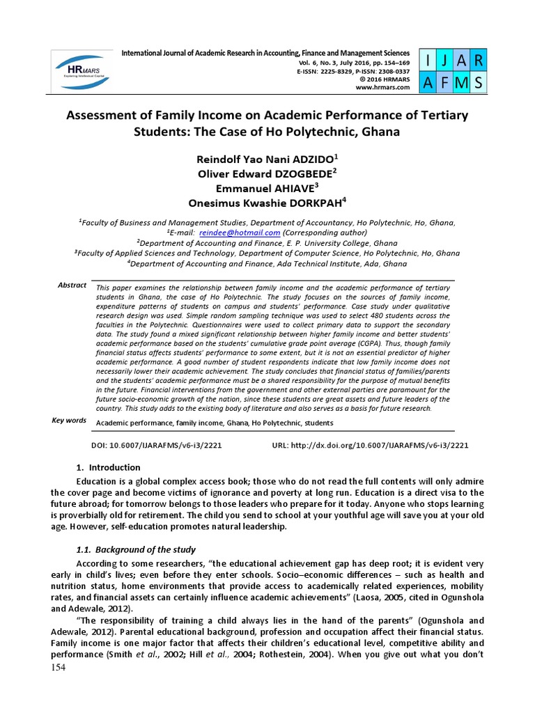 Article 16 Assessment of Family Income PDF | PDF | Data Analysis | Poverty