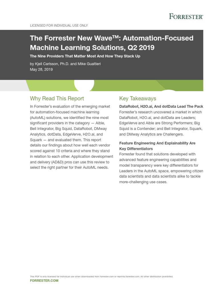 The Forrester New Wave - Automation - Focused Machine Learning ...
