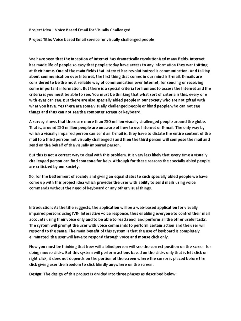 Voice Based Email For Visually Impaired | PDF | Interactive Voice ...