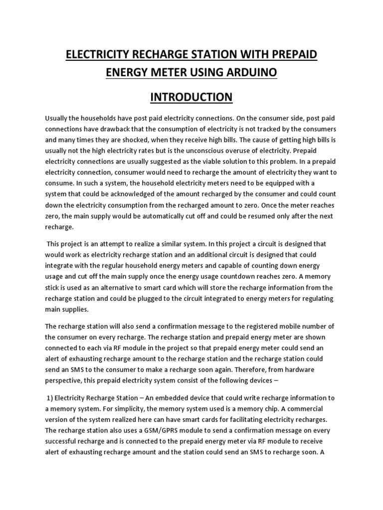 Electricity Billing Station | PDF | Arduino | Electricity
