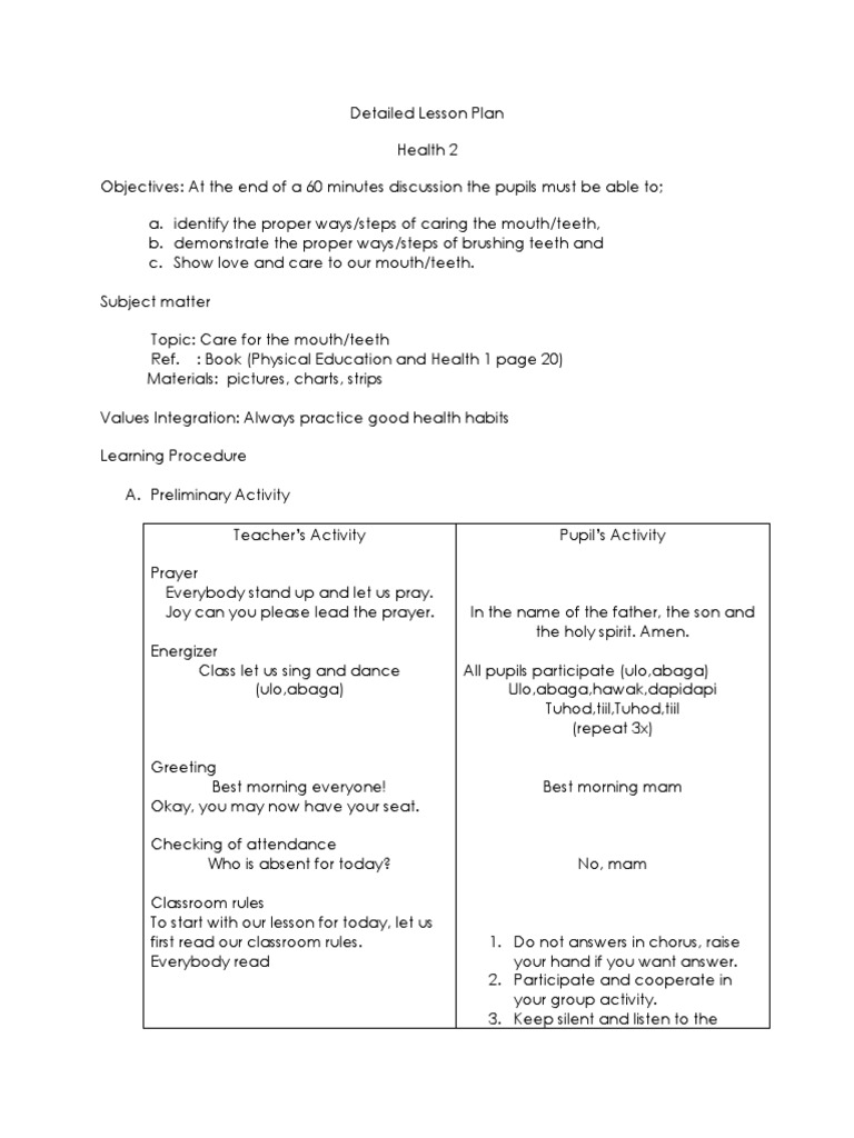 MTB Detailed Lesson Plan | PDF | Toothbrush | Candy