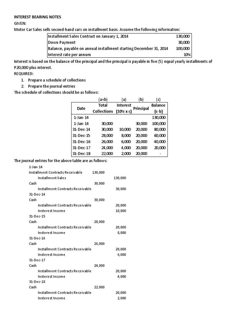 Interest Bearing Non Interest Bearing Notes Handouts | PDF | Present ...
