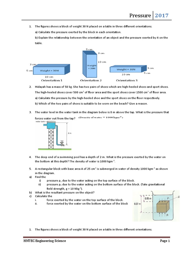 Pressure: HNTEC Engineering Science | PDF | Pressure | Force