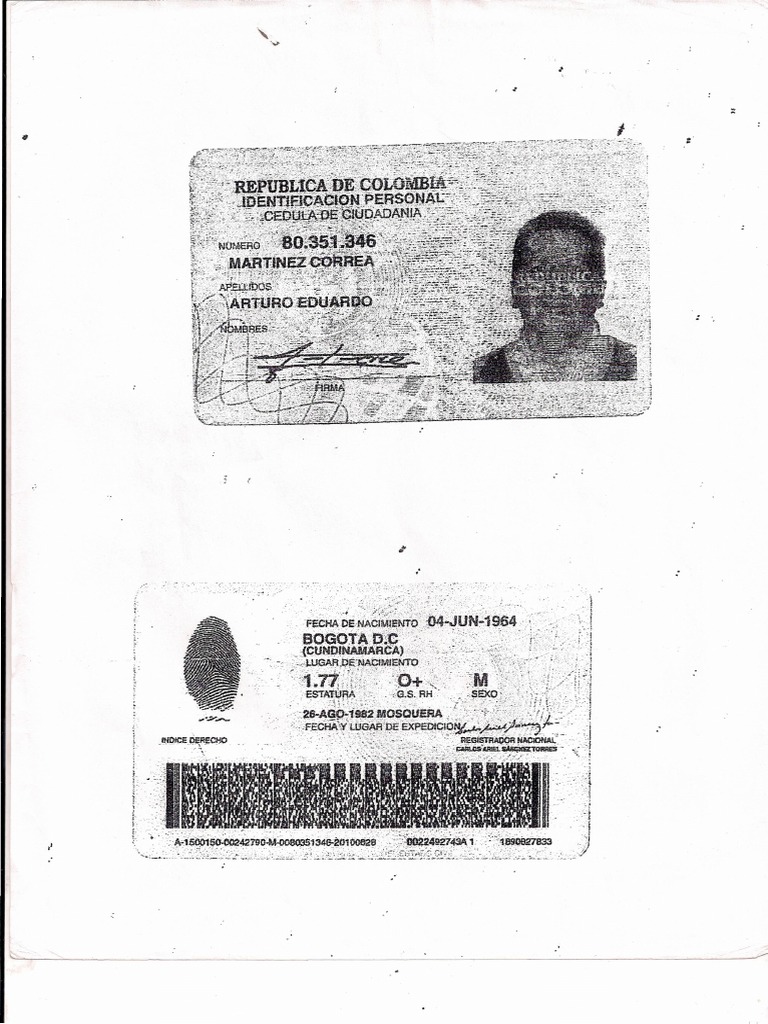 Cedula Representante Legal Arturo | PDF