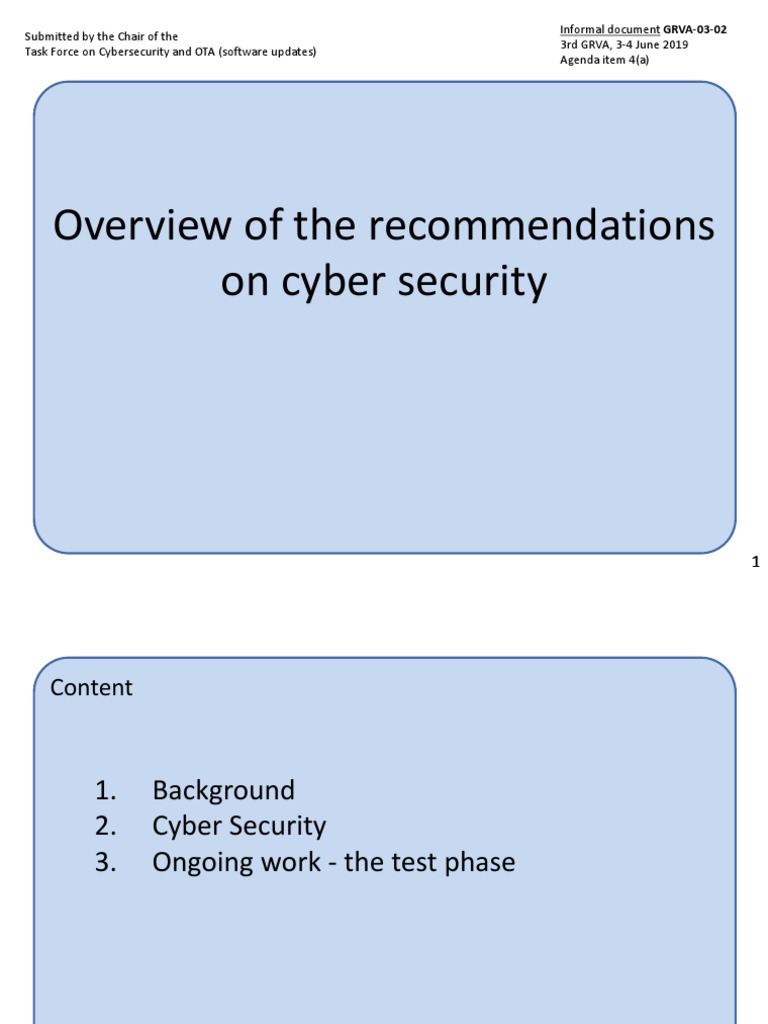 Overview of The Recommendations On Cyber Security | PDF | Computer ...