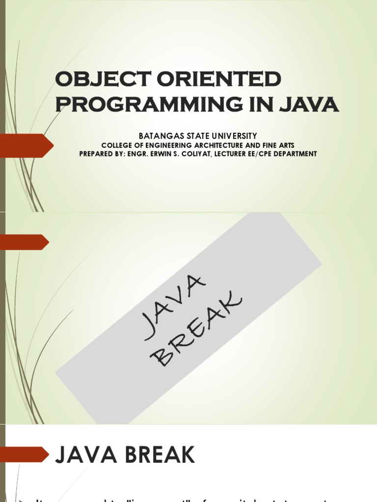 JAVA 9 Break and Continue | PDF | Computers | Technology & Engineering