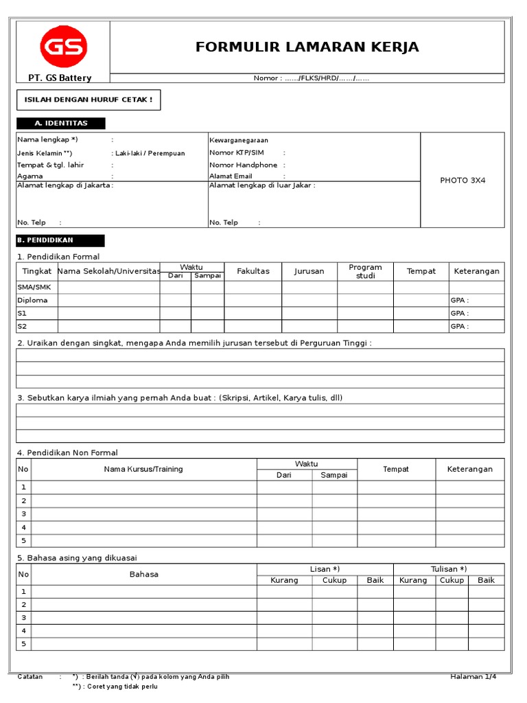 Form Lamaran Kerja | PDF