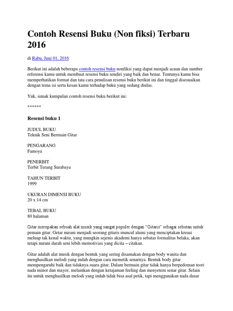Contoh Resensi Buku Pdf