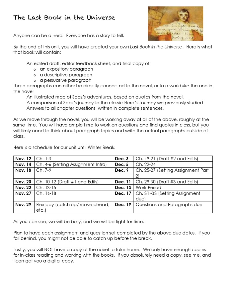 The Last Book in The Universe Unit Outline | PDF | Language Arts ...