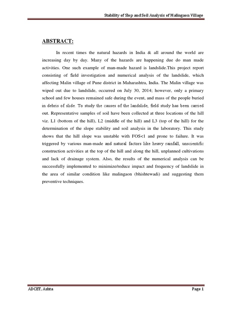 Final Report Field | PDF | Landslide | Soil