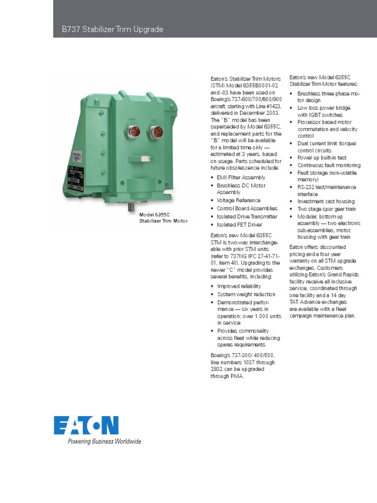 Boeing 737 Stabilizer Trim Motor | Download Free PDF | Electric Motor ...