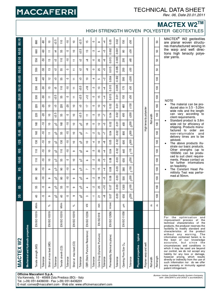 TDS MX Ficha Técnica Mactex W2 | PDF | Textiles | Textile Arts