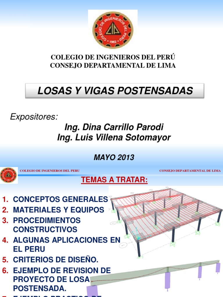 Losas Y Vigas Postensadas Luis Villena Pdf Hormigón Pretensado