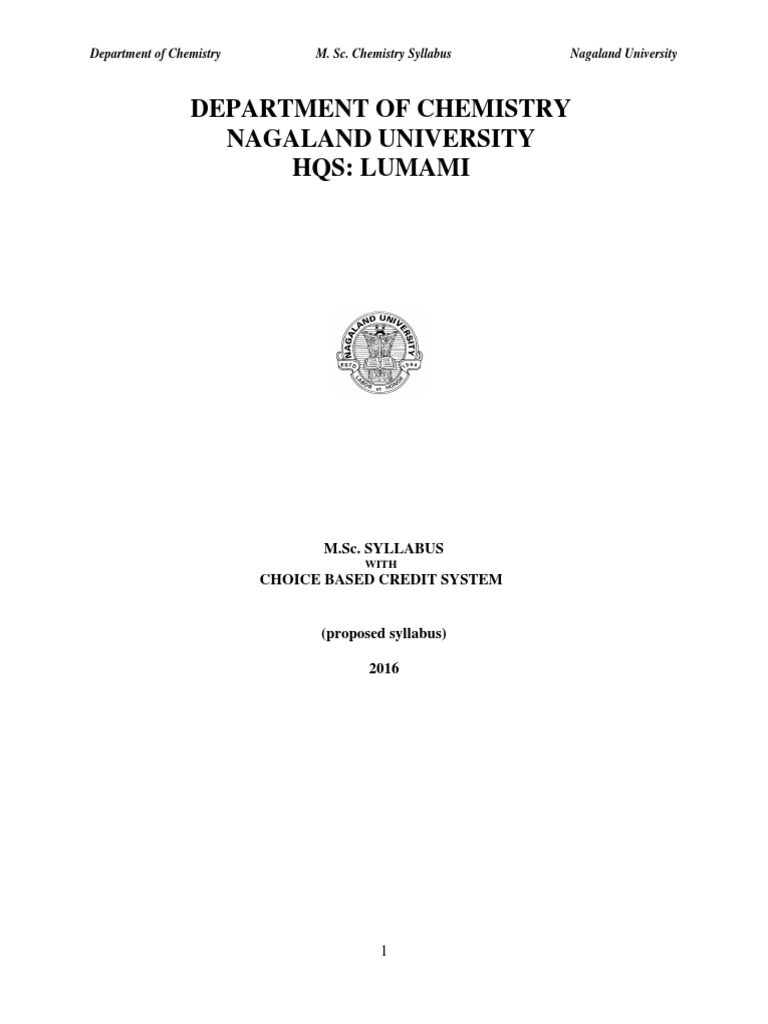 MSc Chemistry Syllabus Nagaland University | PDF | Spectroscopy ...