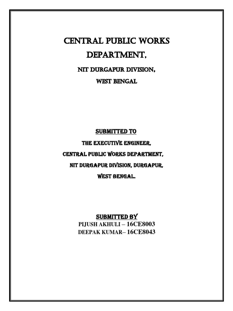 CPWD Internship Report | PDF | Public–Private Partnership | Project ...