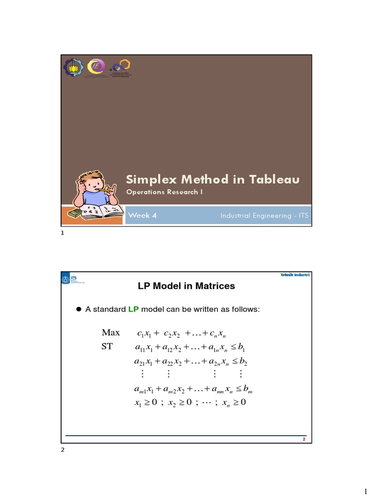 2019 Lecture 3 - Simplex Method in Tableau | PDF | Mathematical Optimization | Mathematics Of ...