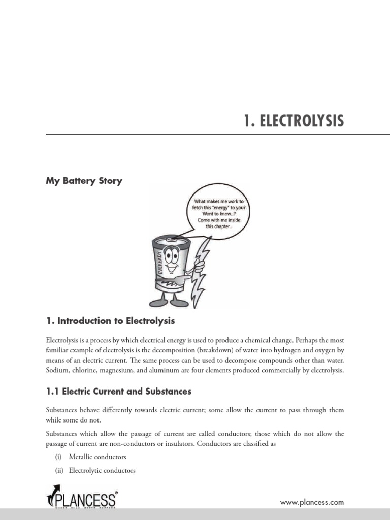 Electrolysis: My Battery Story | PDF | Ion | Electrolyte
