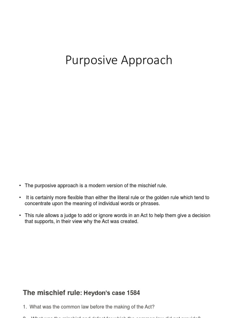 Purposive Approach | PDF | Supreme Courts | Plain Meaning Rule