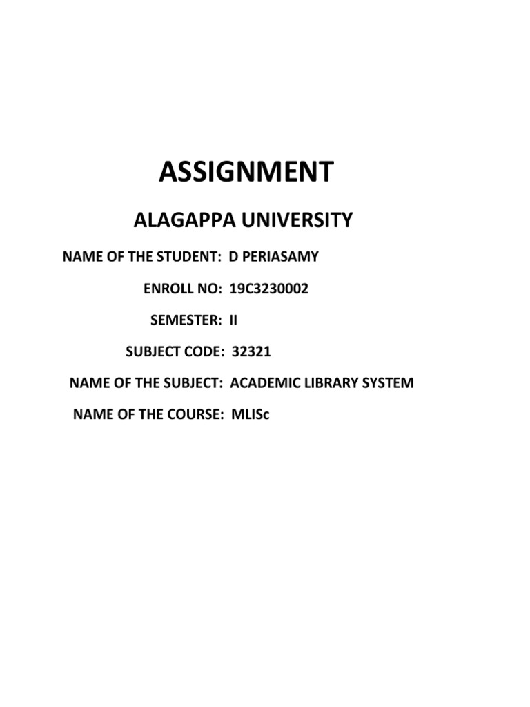 Assignment: Alagappa University | PDF