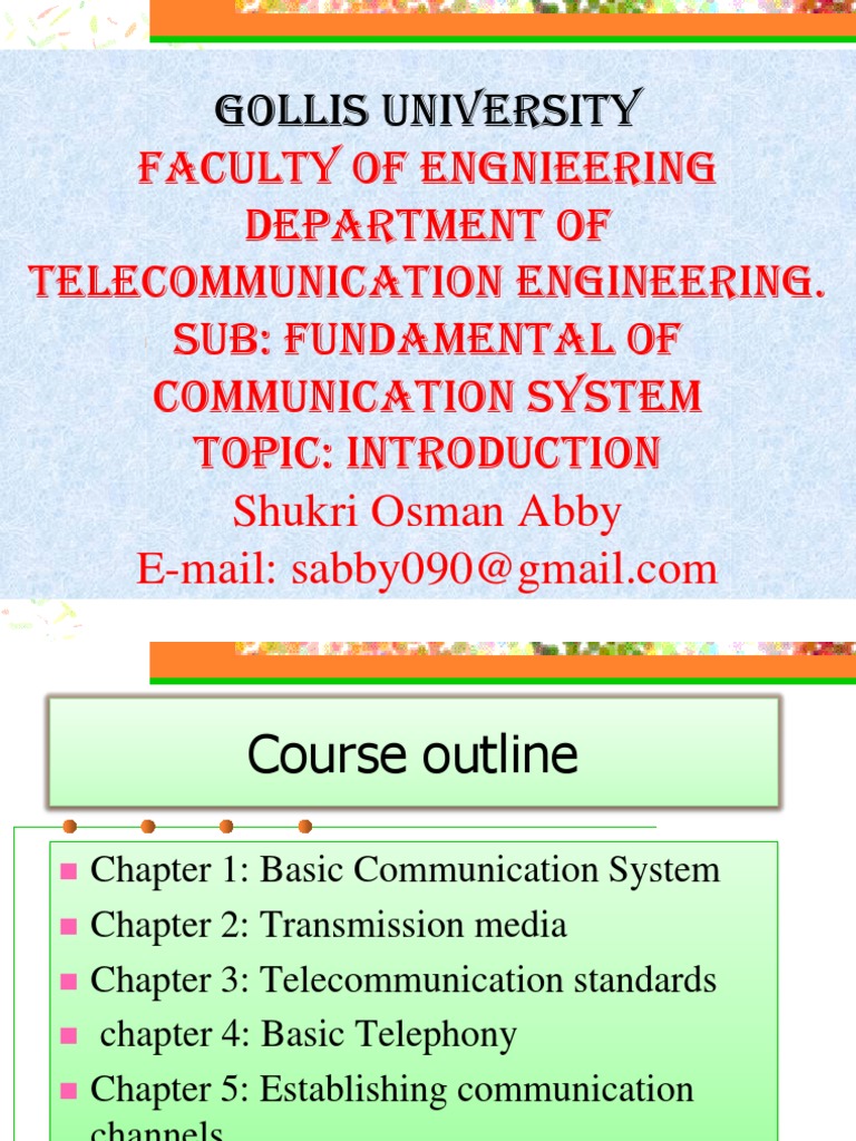 Gollis University Telecommunication Engineering Fundamentals Course ...