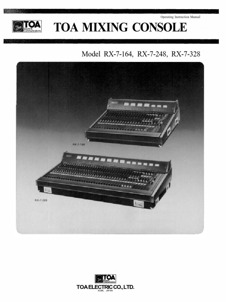 Toa Mixing Console: Model RX-7-164, RX-7-248, RX-7-328 | PDF ...