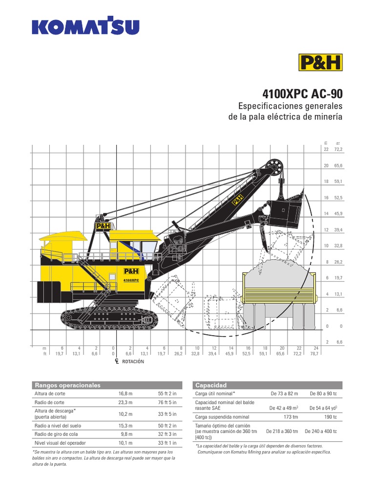 Especificaciones Generales Komatsu 4100XPC | PDF | Engranaje ...