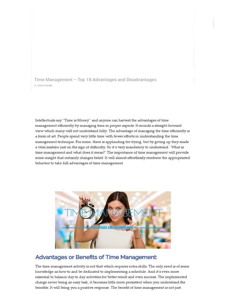 Time Management - Top 18 Advantages and Disadvantages - WiseStep | PDF ...