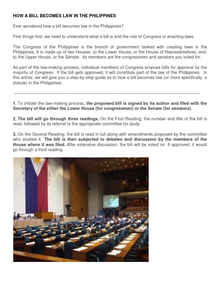 A Step-by-Step Guide to How a Bill Becomes Law in the Philippines | PDF ...
