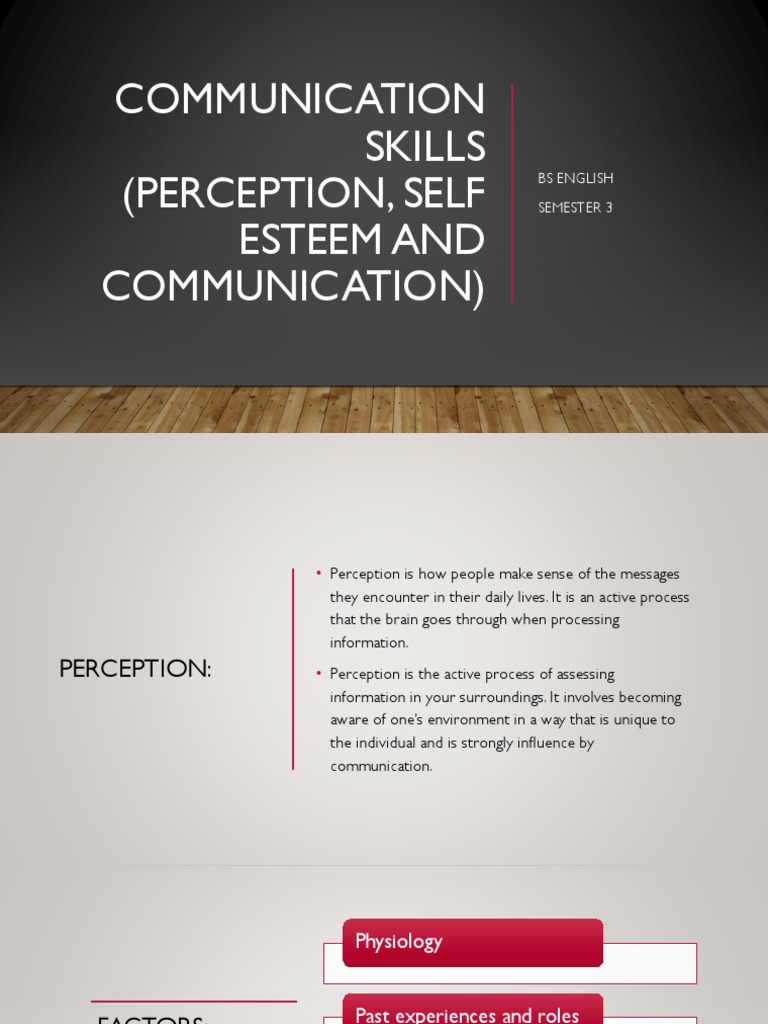 Communication Skills (Perception, Self Esteem and Communication) | PDF ...
