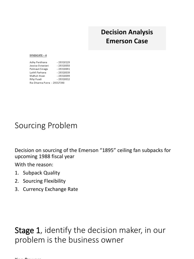 Decision Analysis Emerson Case: Syndicate - 4 | Download Free PDF ...