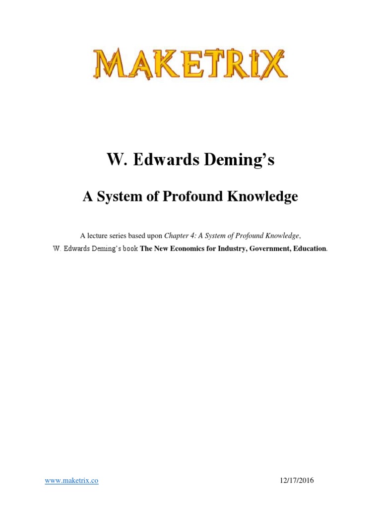 W. Edwards Deming's: A System of Profound Knowledge | Download Free PDF ...