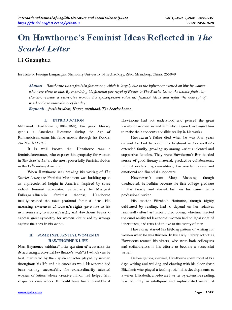 Hawthorne's Feminist Influence | PDF | Nathaniel Hawthorne | The ...