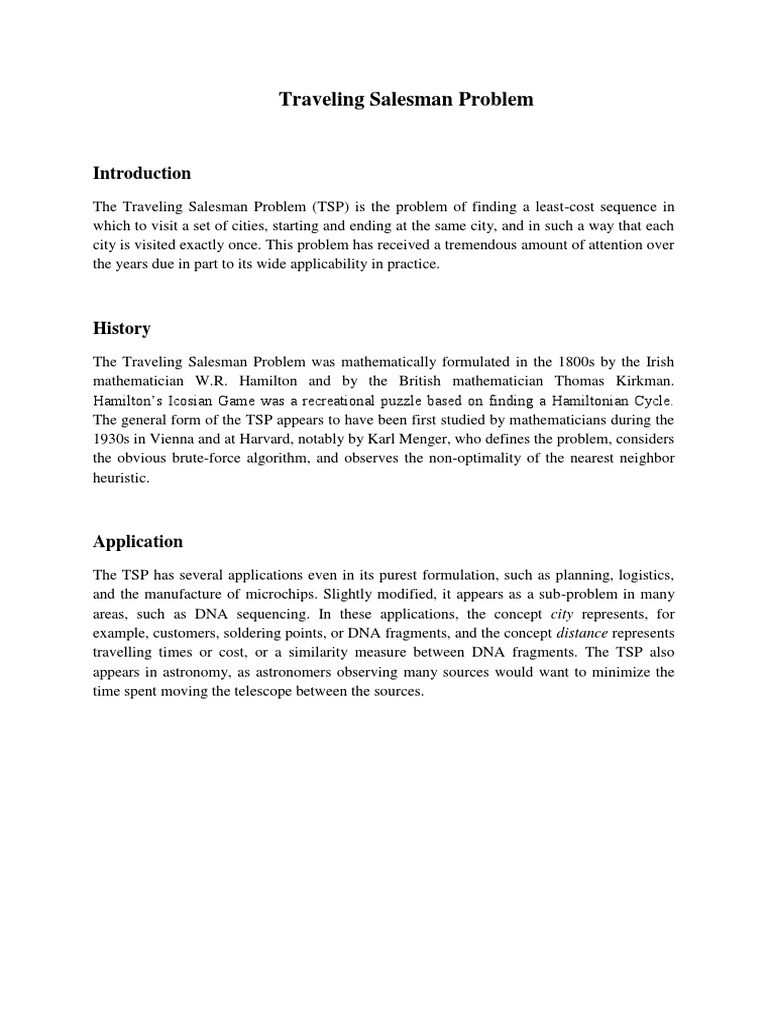Traveling Salesman Problem | PDF | Applied Mathematics | Computational Science