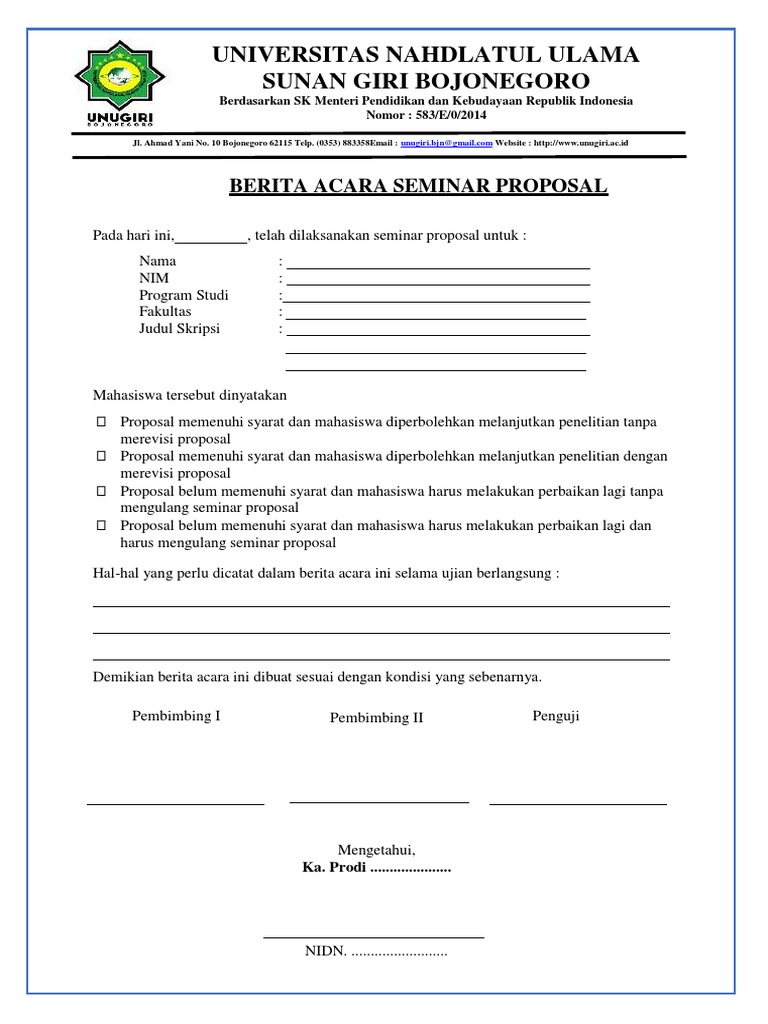 New Berita Acara Sempro PDF | PDF