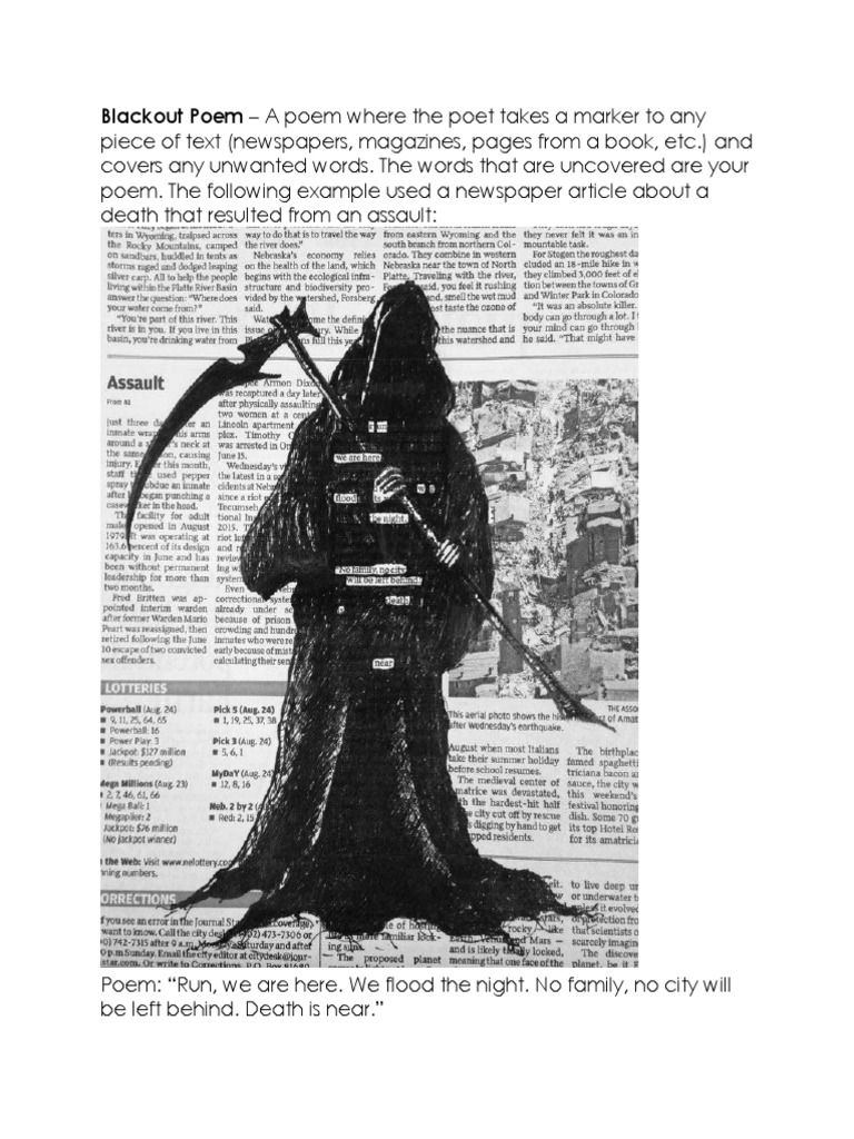 Blackout Poetry Assignment Guide | PDF | Poetry | General Fiction