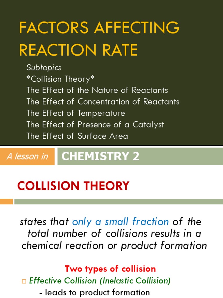 Factors Influencing Reaction Rates | PDF | Reaction Rate | Activation ...
