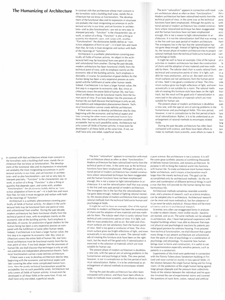 Humanizing of Architecture PDF | PDF | Human | Experiment