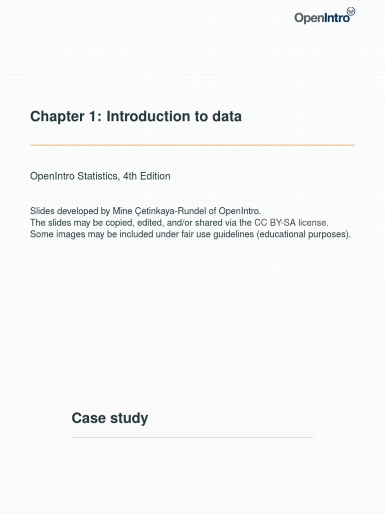 Chapter 1: Introduction To Data: Openintro Statistics, 4Th Edition | PDF | Sampling (Statistics ...