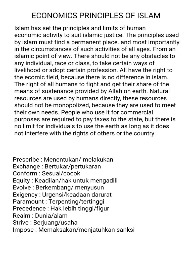 Economic Principles of Islam | PDF