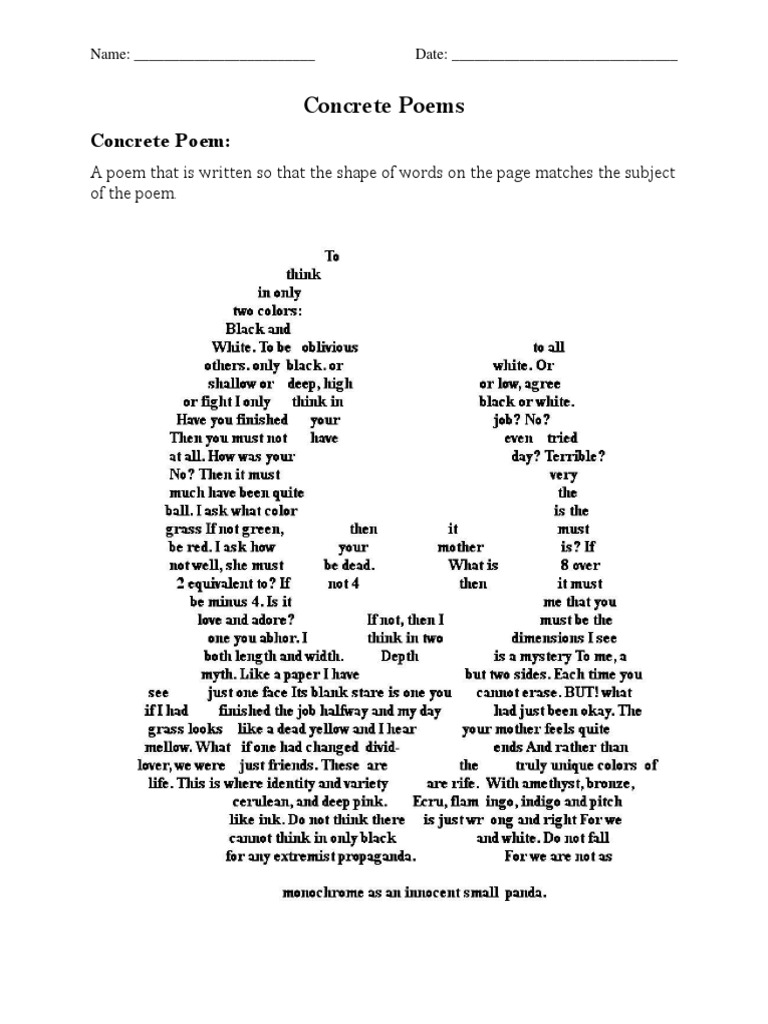 Concrete Poem Assignment Guidelines | PDF | Poetry | Phrase