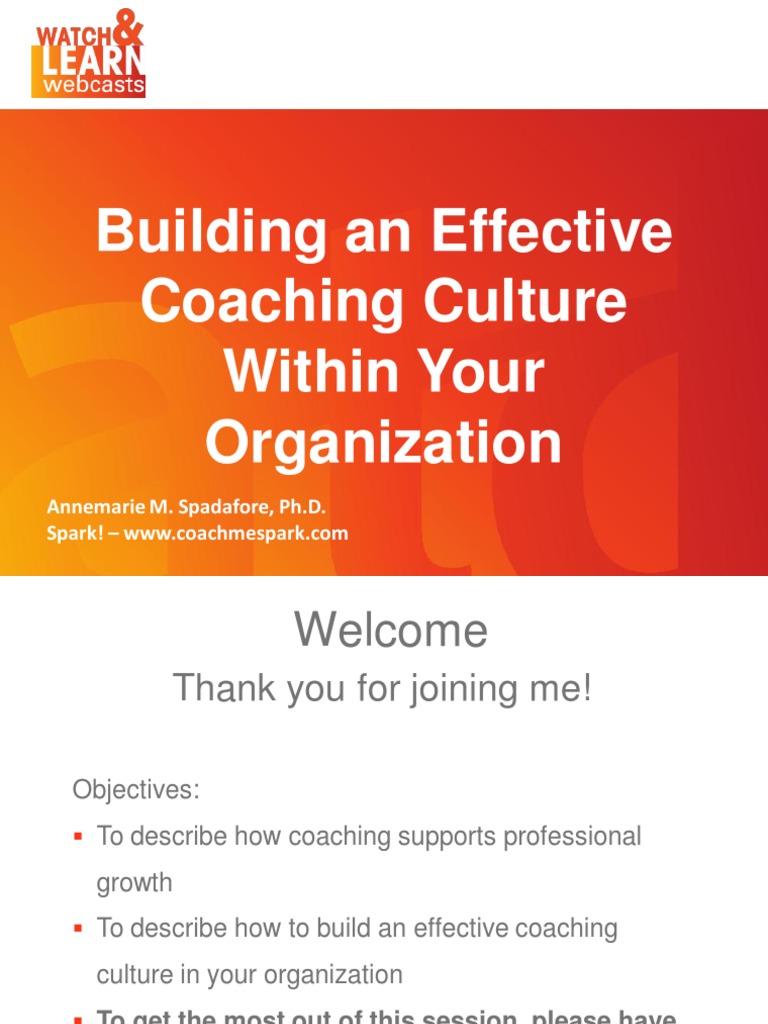 Building a Coaching Culture Guide | PDF | Behavior Modification ...