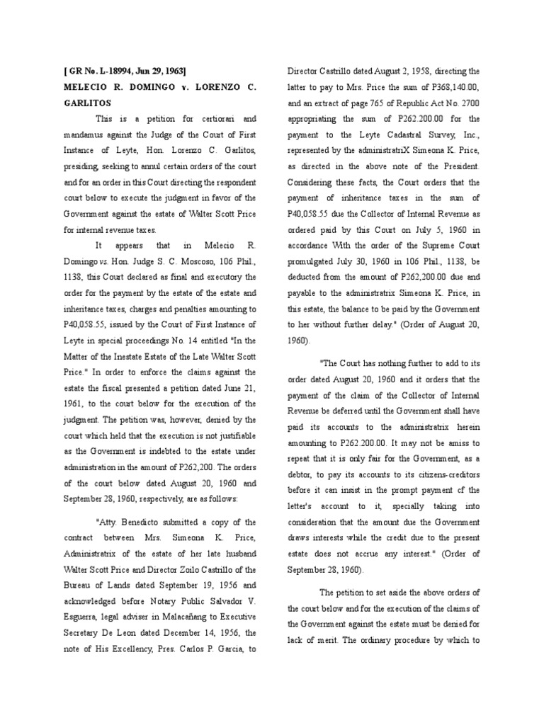 Case Digests Part 1 | PDF | Judgment (Law) | Intestacy