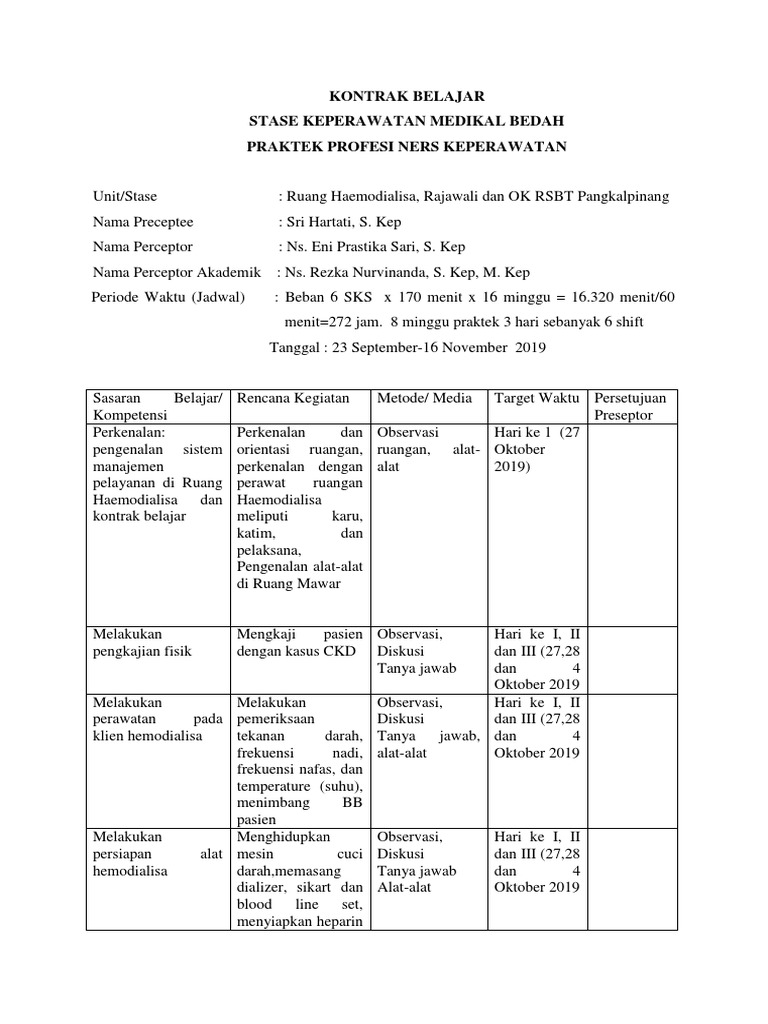 Contoh Format Kontrak Belajar KDP | PDF
