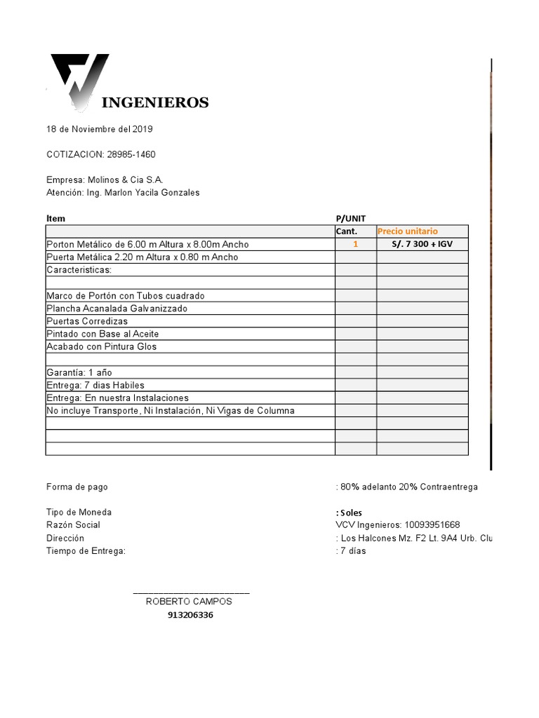 Modelo de Cotización | PDF