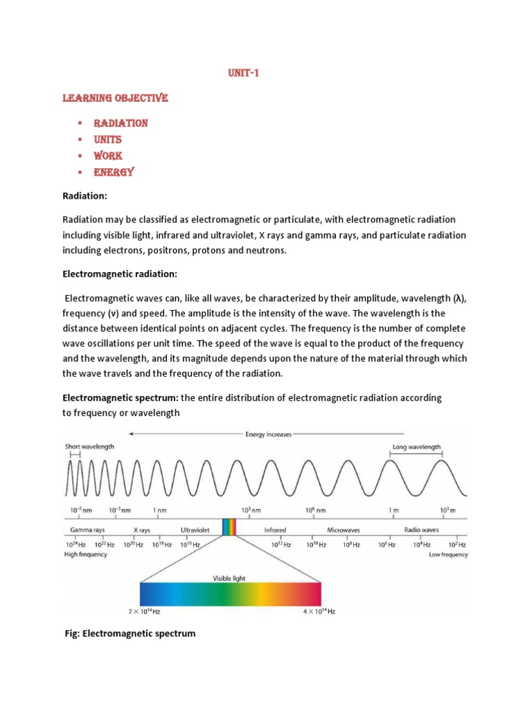 Unit-1 Learning Objective Radiation Units Work Energy | PDF | Atoms ...