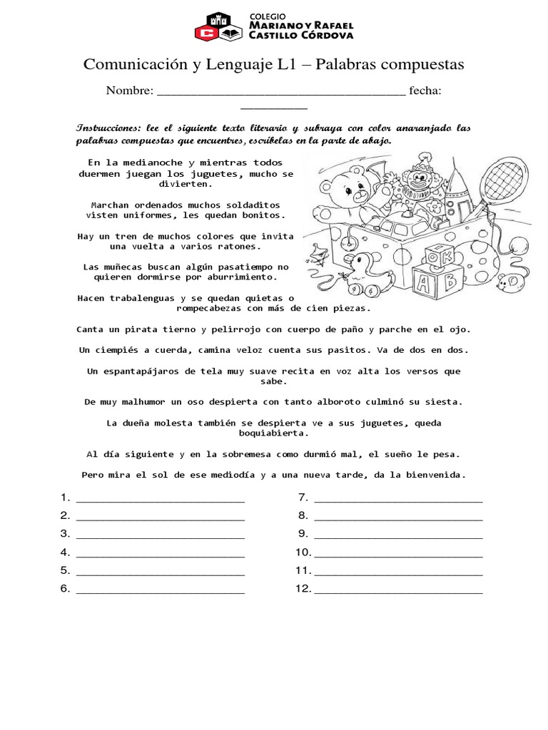 Hoja de Trabajo - Palabras Compuestas | PDF